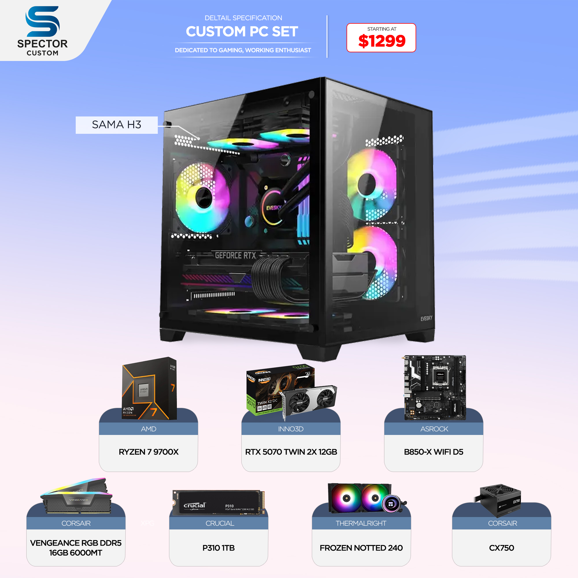 AMD Ryzen 7 9700X RTX5070 - TK Computer KH, Cambodia